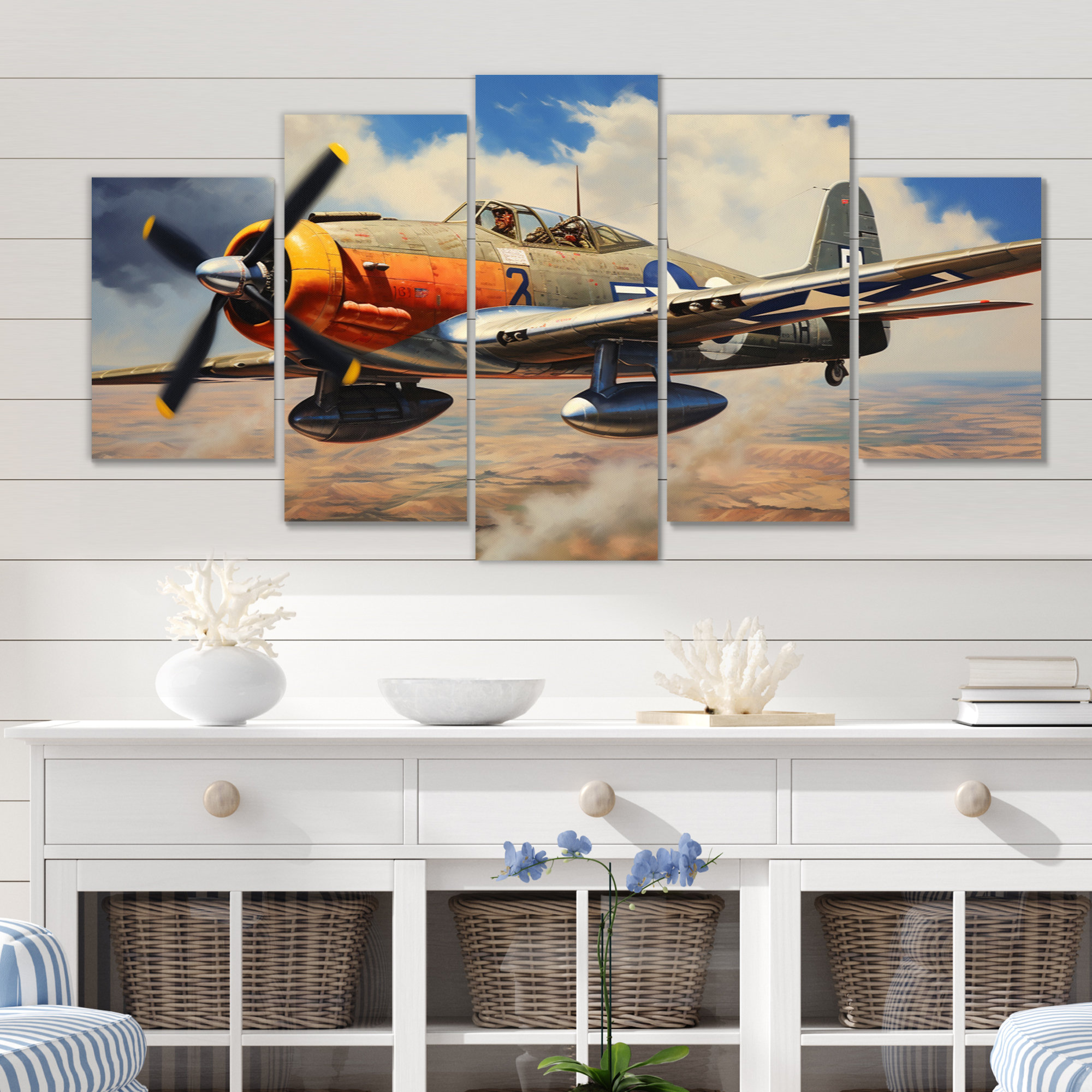 Trent Austin Design® P51B Plane Skyline II - Transportation Canvas Art ...