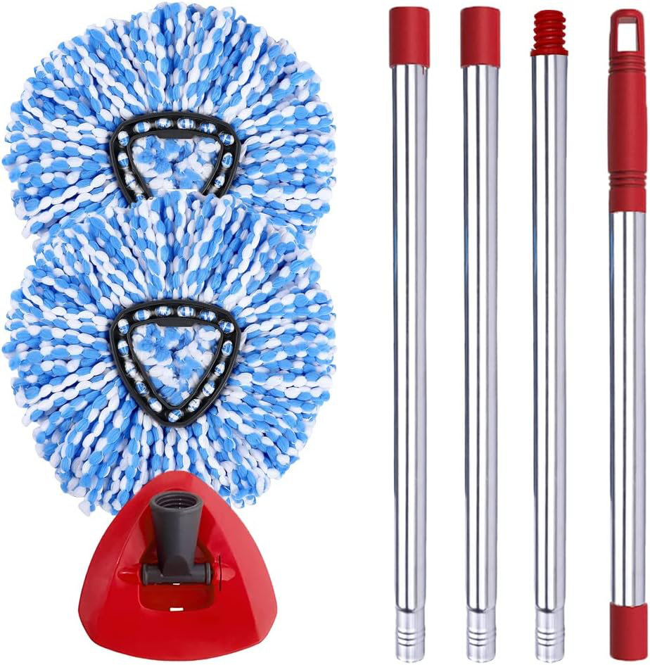 THIROX Microfiber Spin Mop, 2 Microfiber Mop Refills, 1 Triangle Mop ...