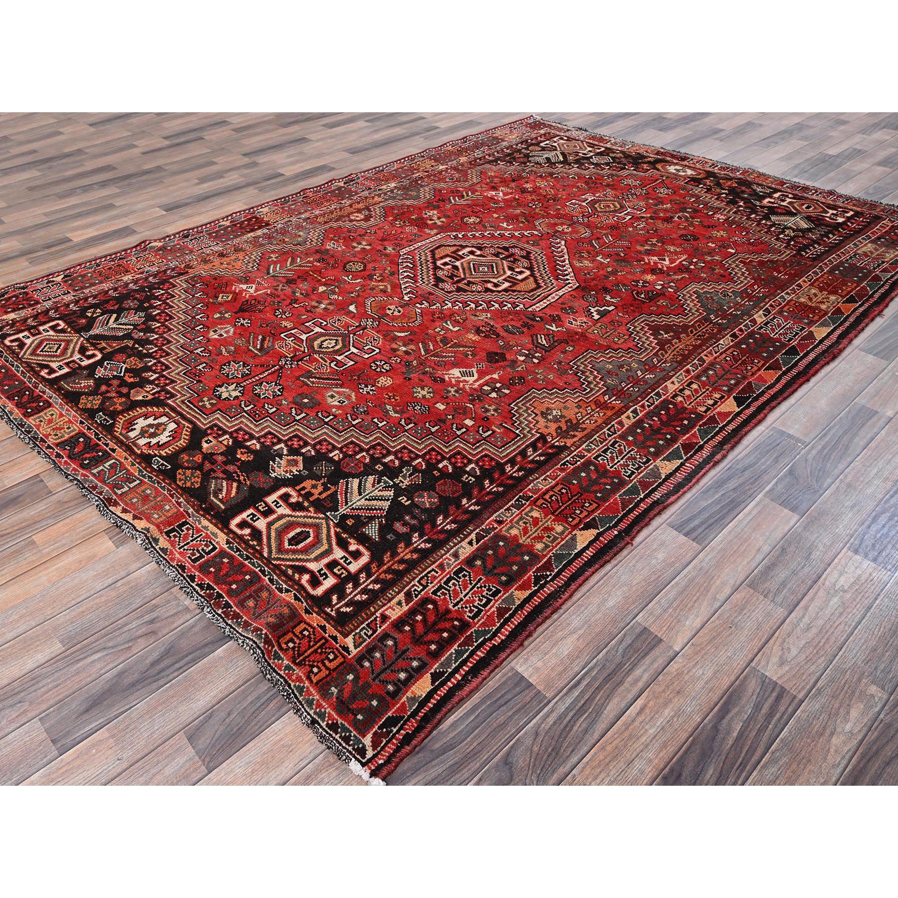 Bloomsbury Market 7'x9'10" Scarlet Red, Vintage Persian Shiraz with ...