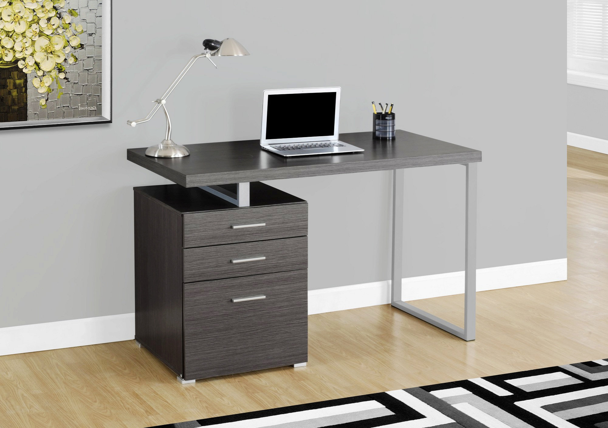 Latitude Run® Computer Desk With Storage Drawers, Contemporary Home ...