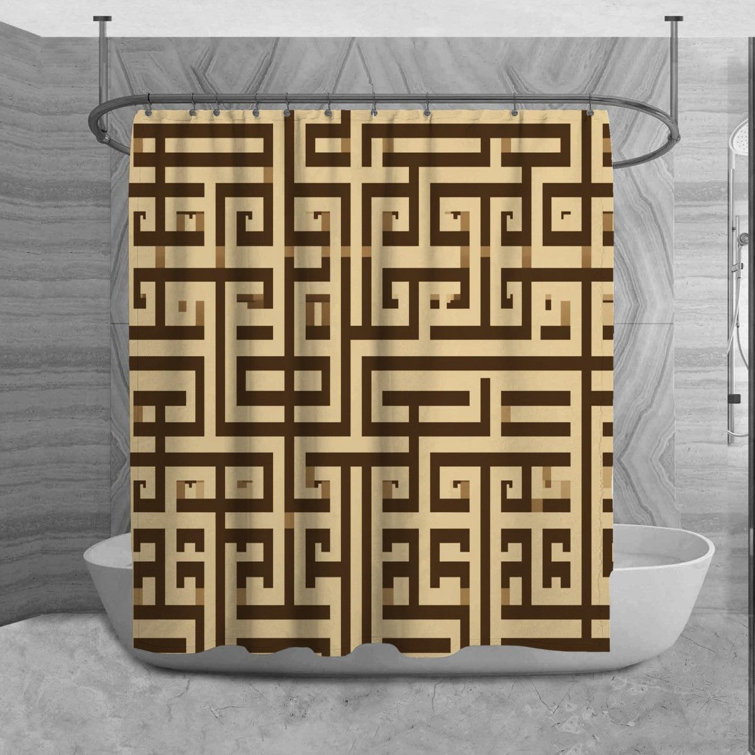 Bless international Greek Key Shower Curtain Pattern Bathroom Decor ...