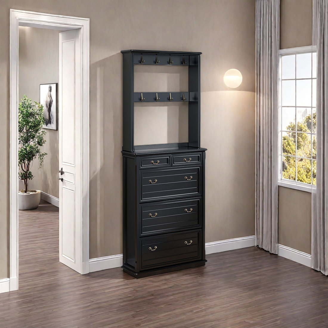 Elegant Home Furnishings.s Solid Wood Hall Tree with Flip Drawer | Wayfair