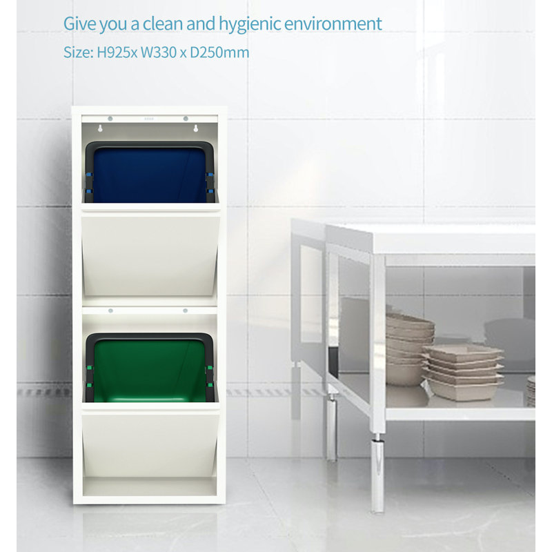 EuropeanFurniture Metal Open Multi-Compartments Trash & Recycling Bin ...