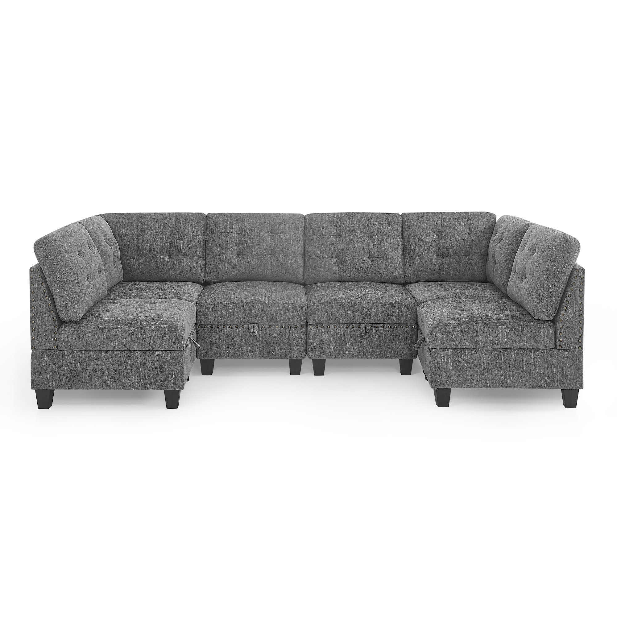 Hokku Designs Free Combination Solid Wood Frame Modular Sectional Sofa ...