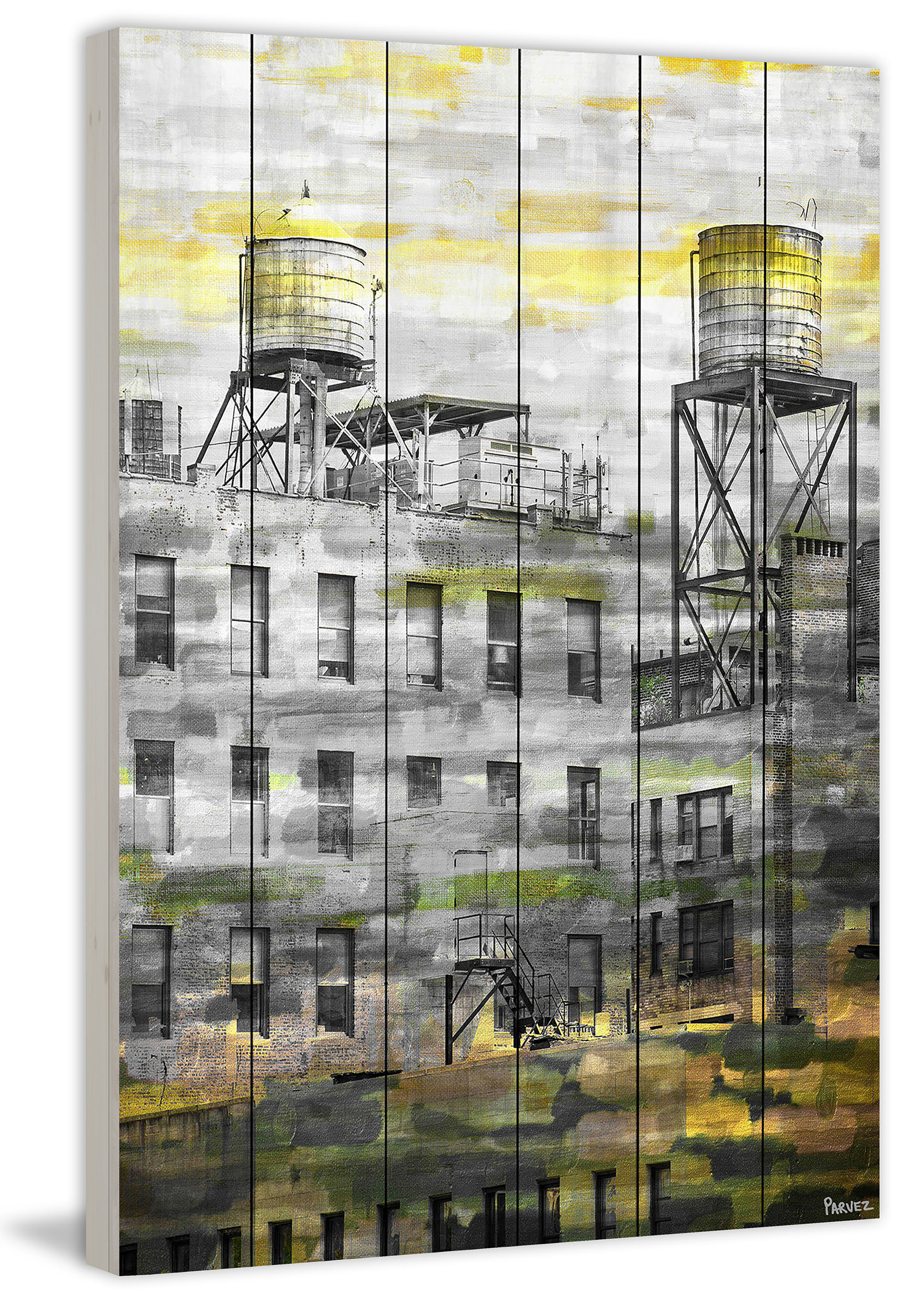 Parvez Taj 'Twin Silos' by Parvez Taj Painting Print on White Wood ...