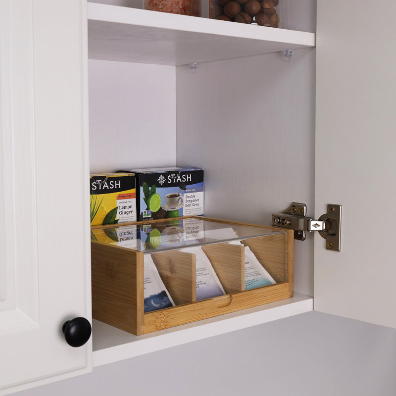 HTB Bamboo Tea Bag Organizer by HTB, Tea Organizer for Tea Bags with ...