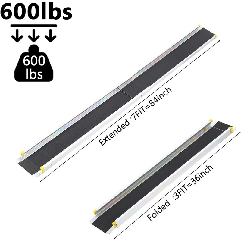 FDFK 7ft Wheelchair Ramp For Steps, 3 To 7 Ft Adjustable Aluminum Ramp ...
