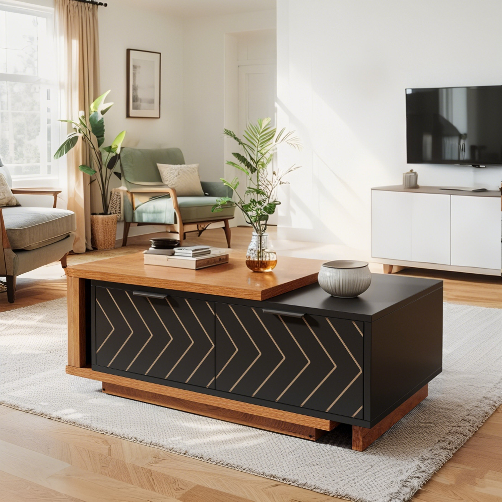 Latitude Run® Extendable Coffee Table, Center Table Cocktail Table with ...