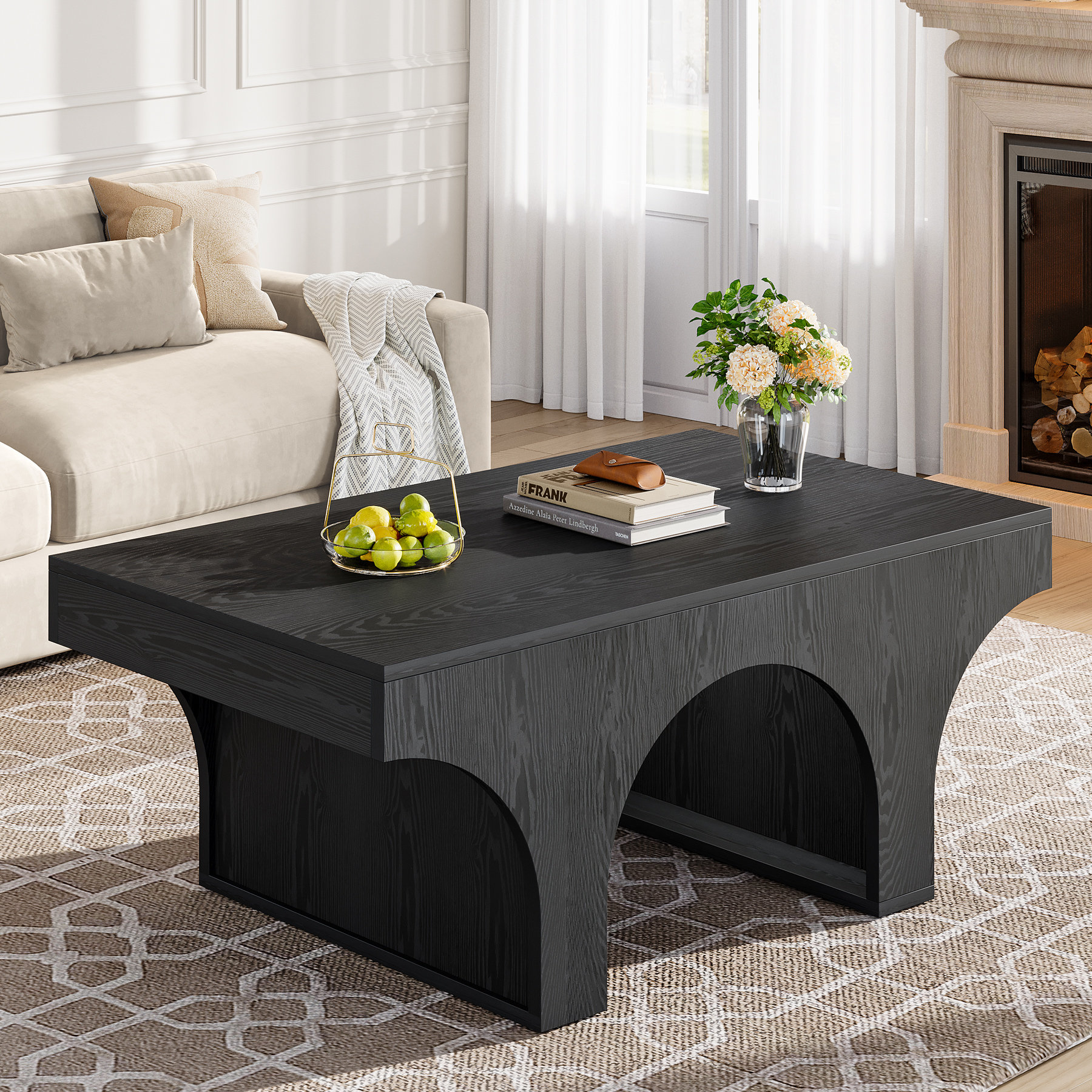 Ebern Designs Black Coffee Table, Modern Coffee Table for Living Room ...