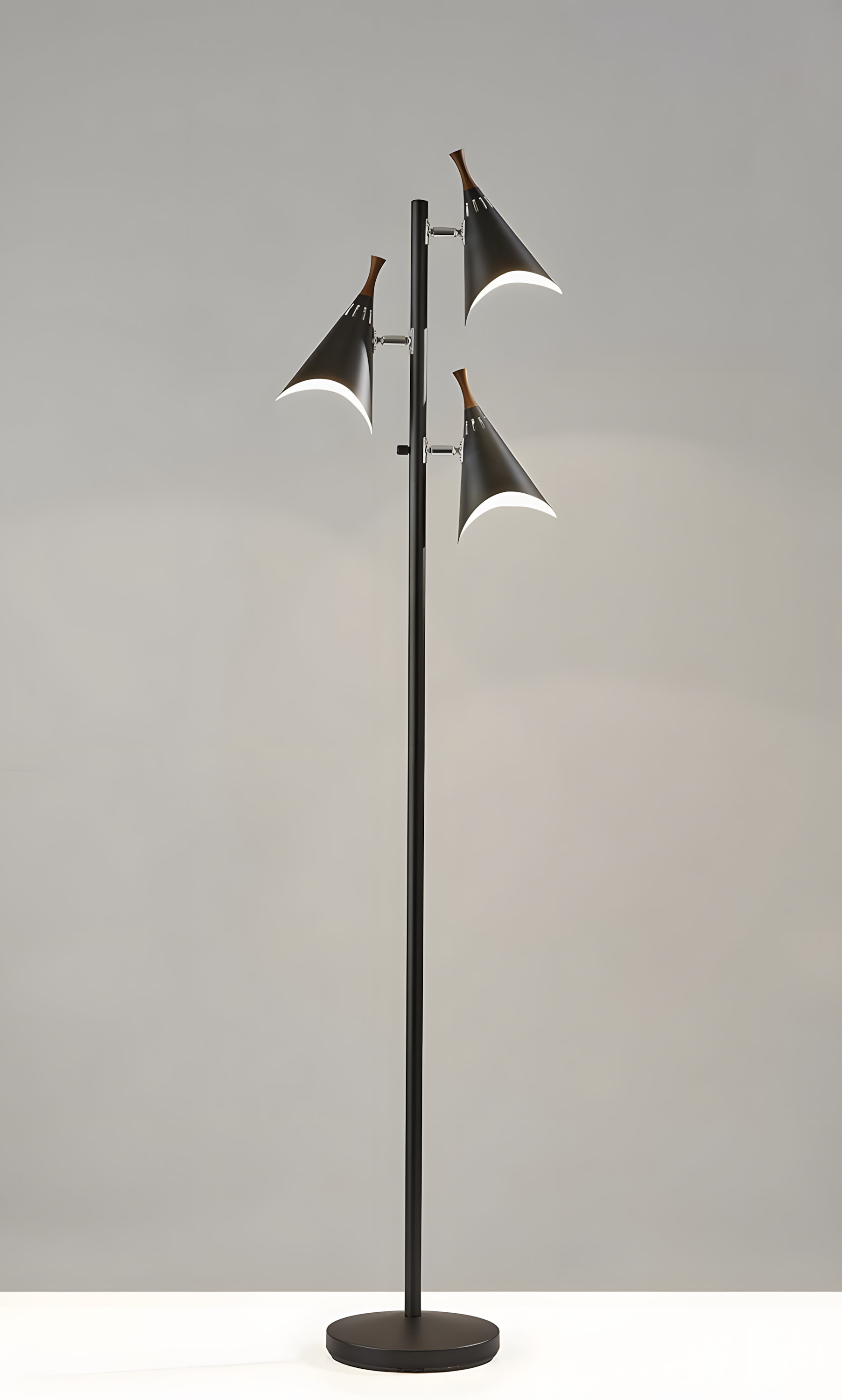 Co-t Adesso Draper Tree Floor Lamp With Adjustable Shades, Mid-Century ...