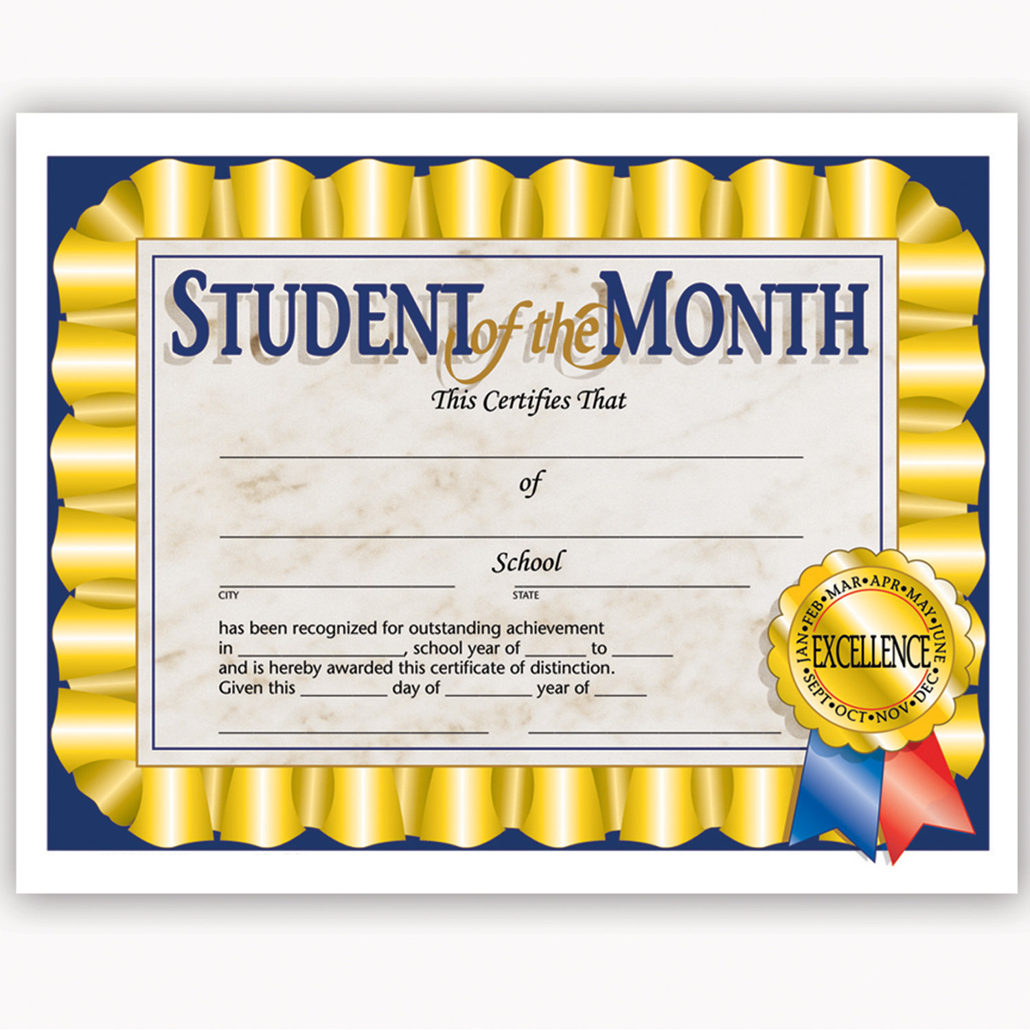 Student Of The Month Certificate