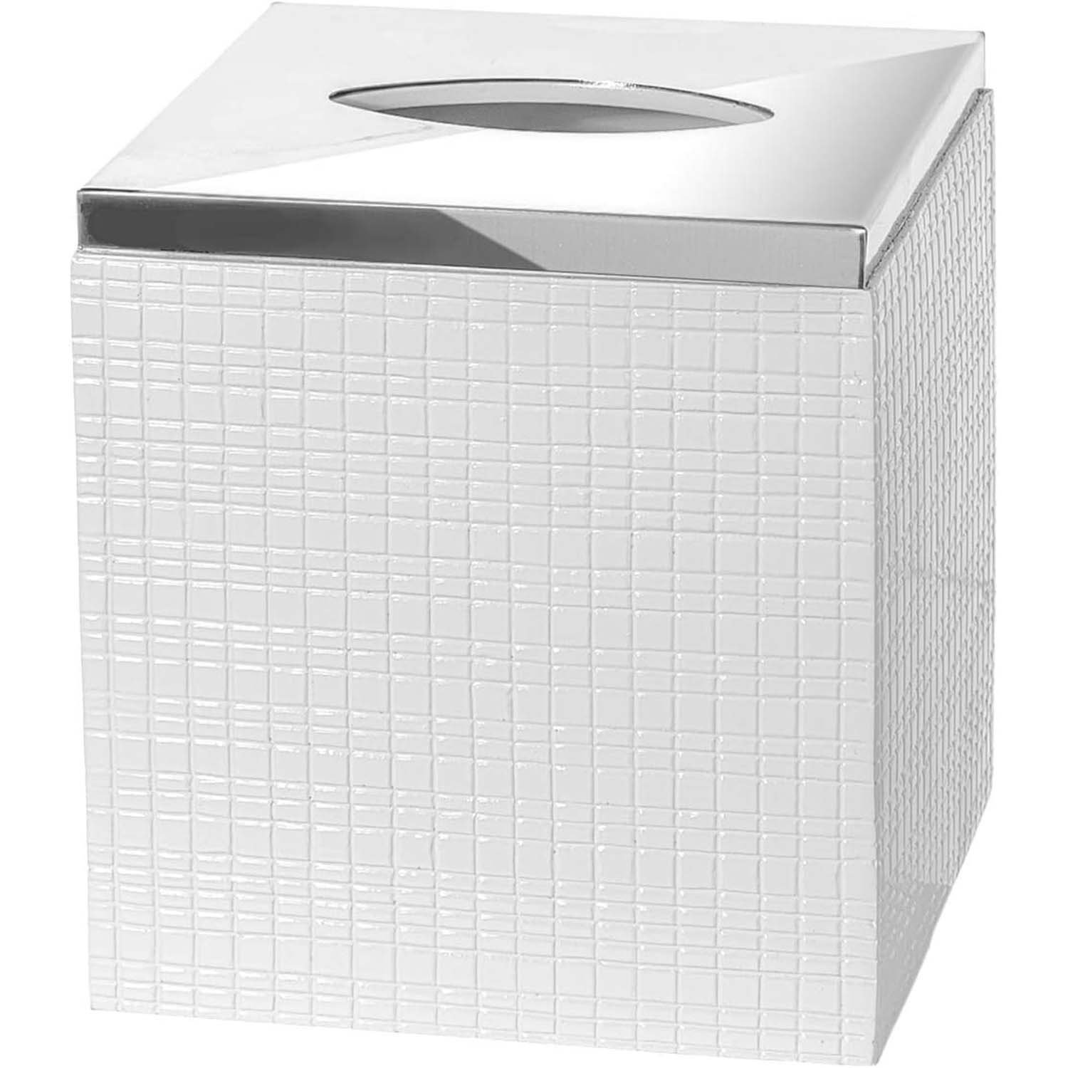 One Allium Way® Estella White Tissue Box Cover Square - Decorative ...