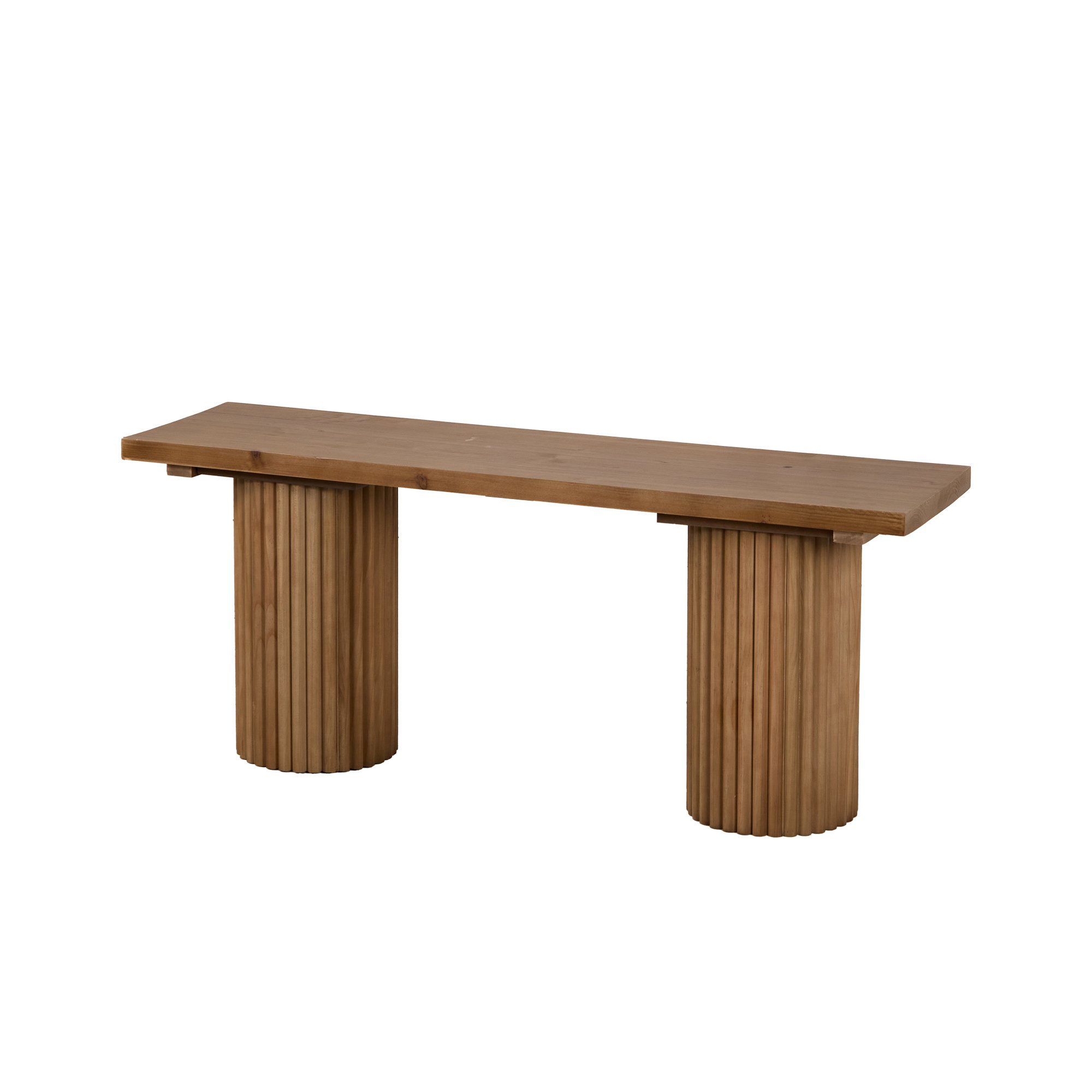 Millwood Pines Gennari Solid Wood Bench with Round Fluted Legs (Two ...