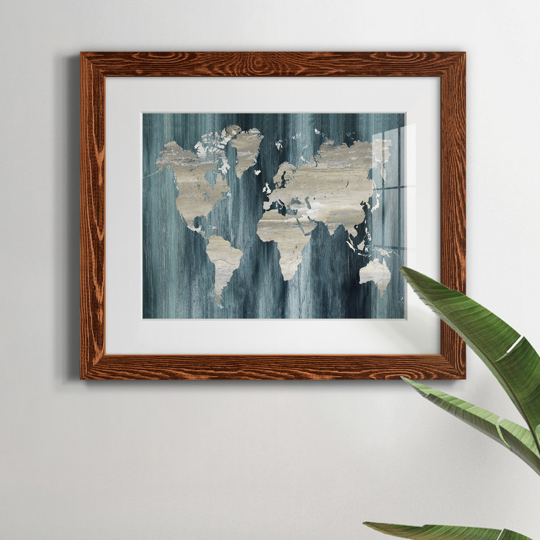 Trinx Navy World Map-Premium Framed Print - Ready To Hang - Wayfair Canada