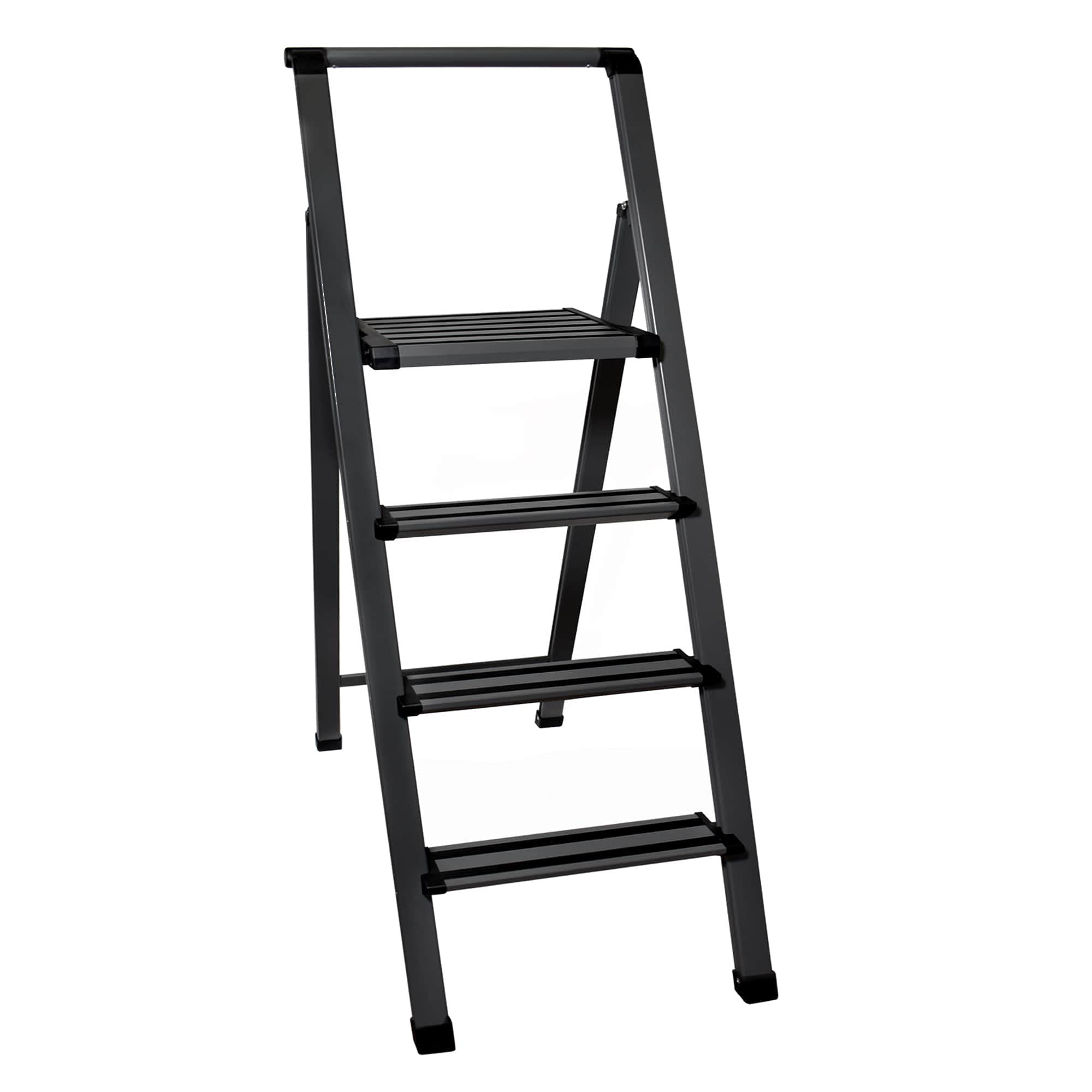 Rebrilliant Portable 4-Step Aluminum Ladder, Anti-Slip Ribbed Steps ...