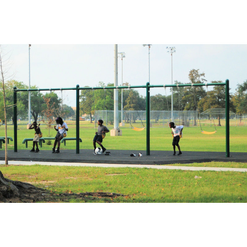 Kidstuff Playsystems, Inc. Single-Post Swing Set with 6 Belt Seats ...