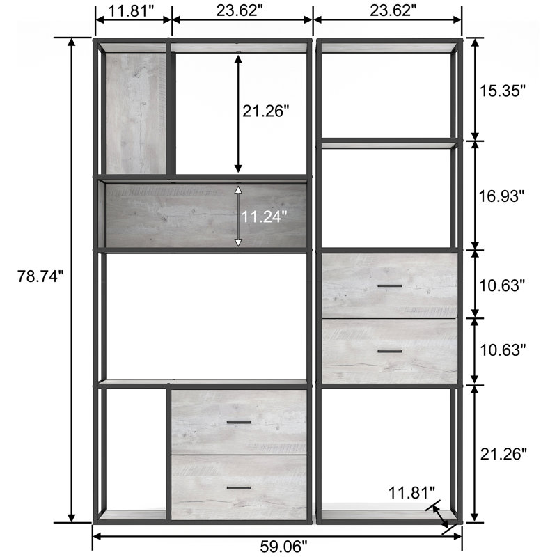 17 Stories Zela 2 Piece Geometric Storage Bookcase | Wayfair