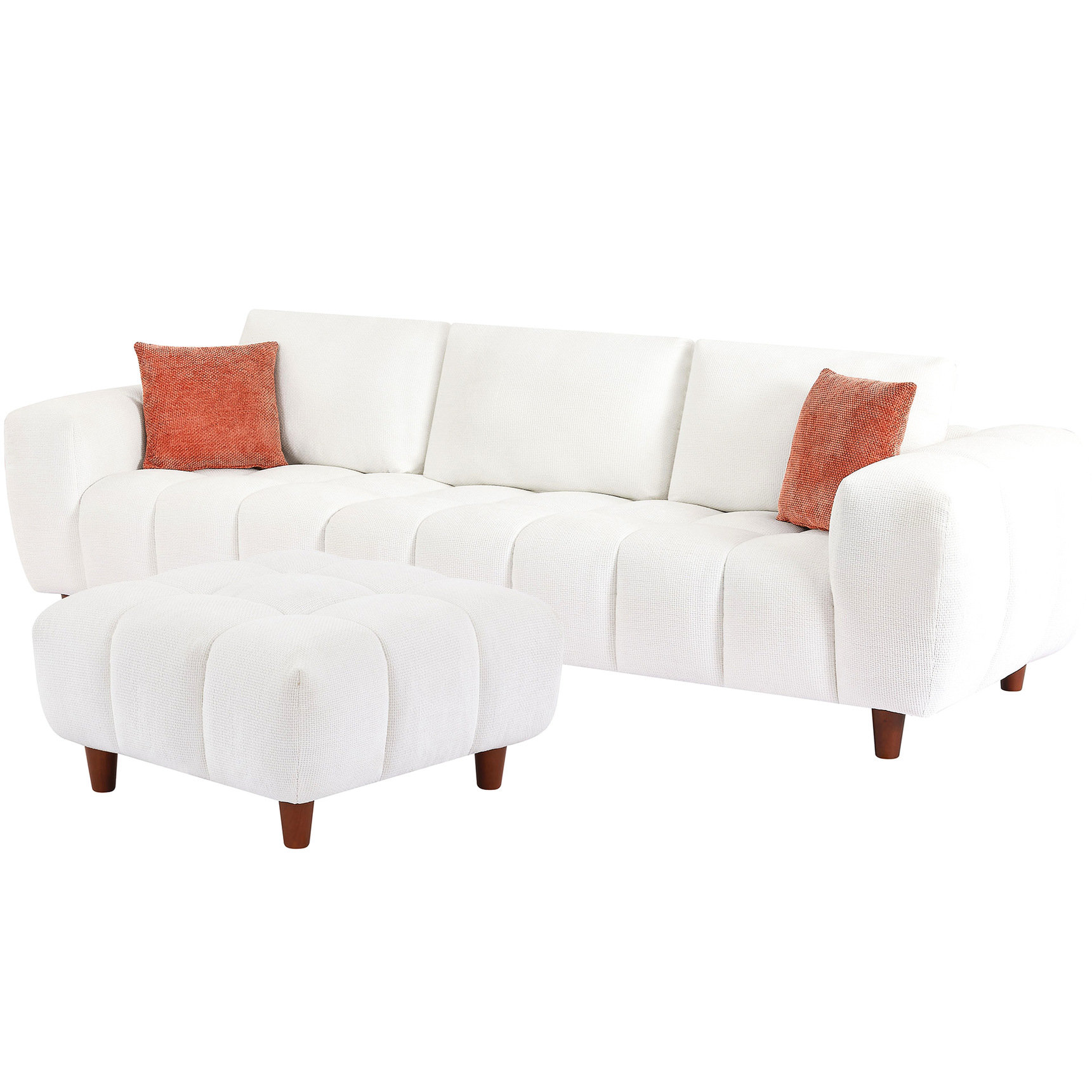 Mercer41 109.44 Inch White , L Shaped Fabric Couch With Movable And ...