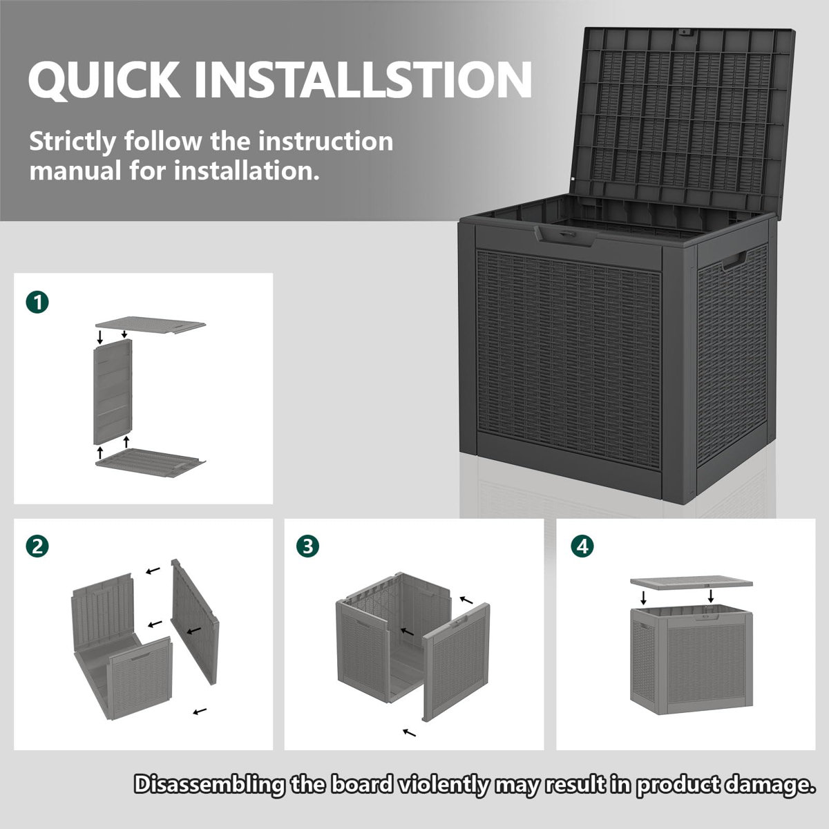 Latitude Run® 31 Gallon Resin Deck Box Waterproof UV Resistant Outdoor ...