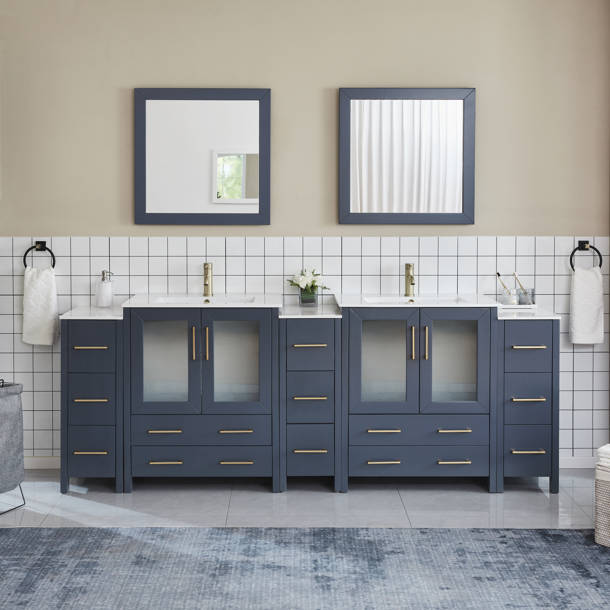 Wade Logan® Karson 96'' Double Bathroom Vanity with Engineered Marble ...