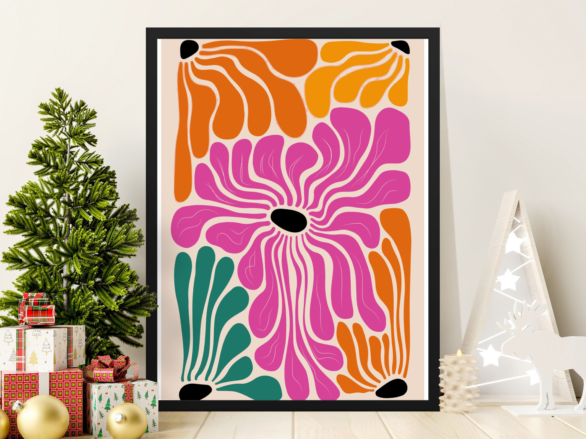 Lark Manor Retro Floral Explosion Modern Abstract Art Print for ...