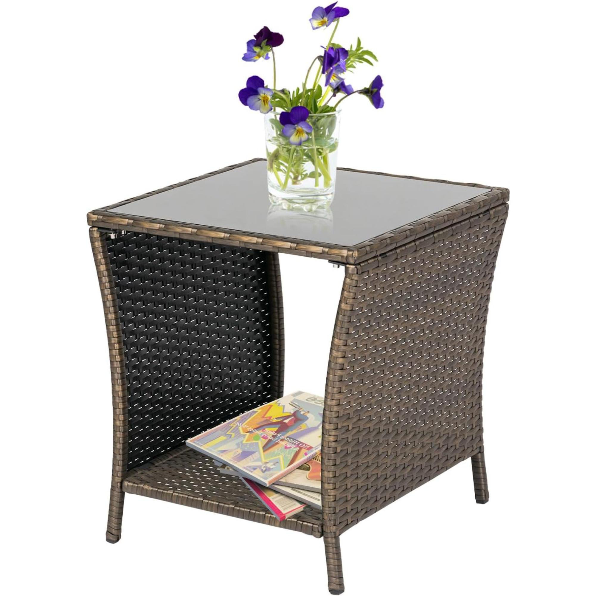 Winston Porter Outdoor Side Table - Porch Tables Small, Wicker End ...