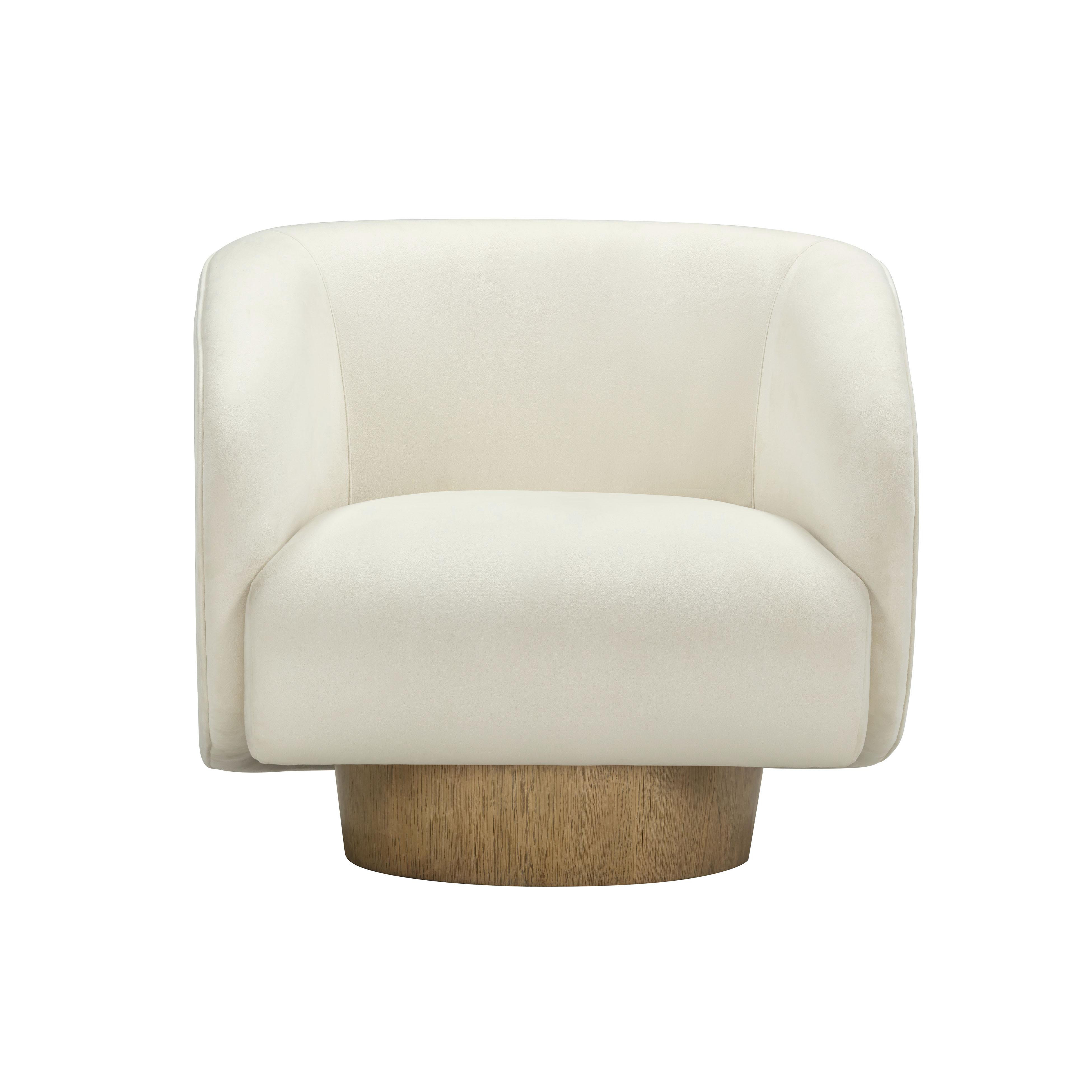 Mercer41 Glaser Cream Velvet Swivel Accent Chair | Wayfair