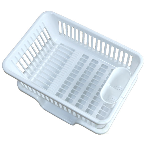 Basicwise Heavy Duty 2-Piece Plastic Dish Drying Rack Set in White ...