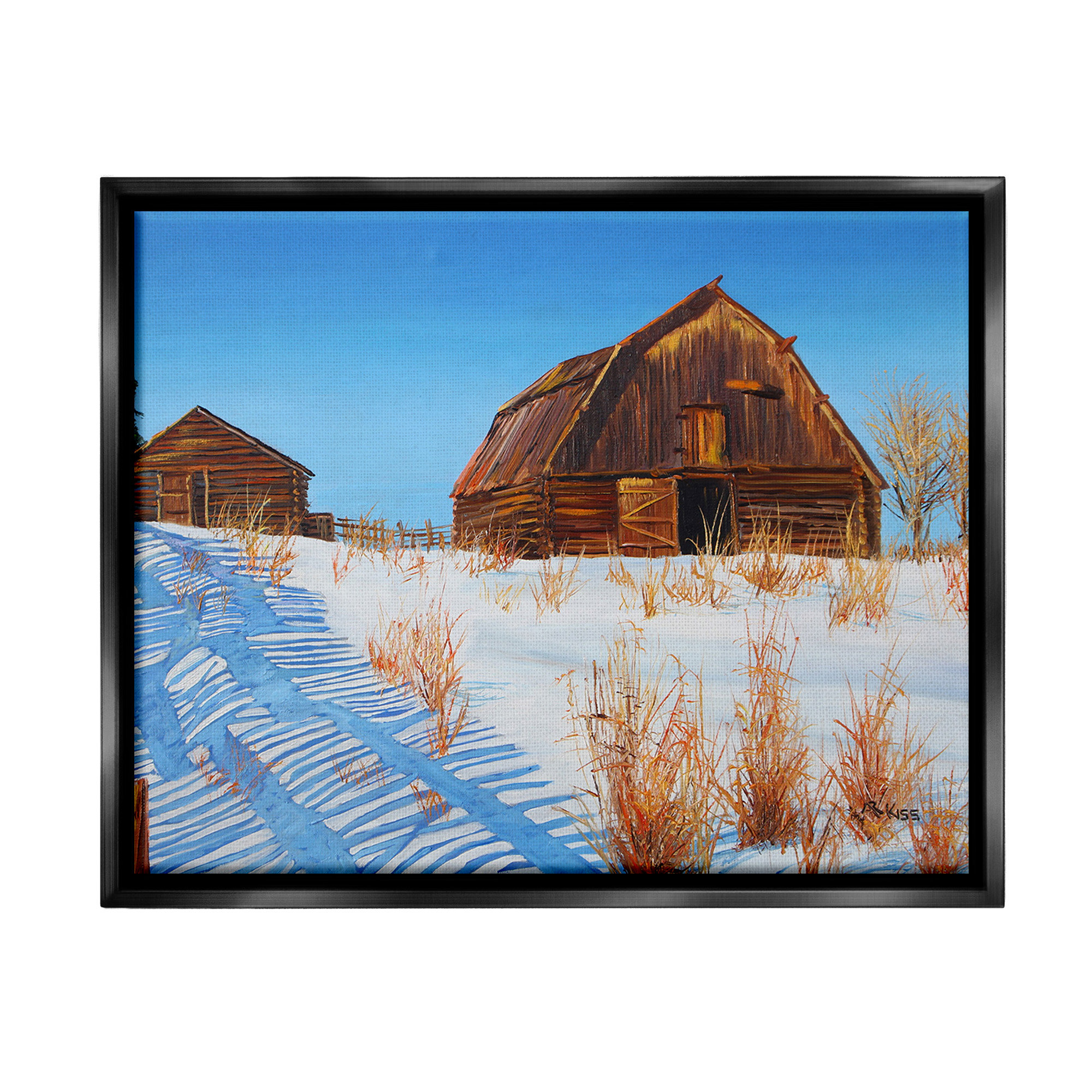 Dovecove " Winter Country Barn Floater Frame " by Andrew Kiss on | Wayfair