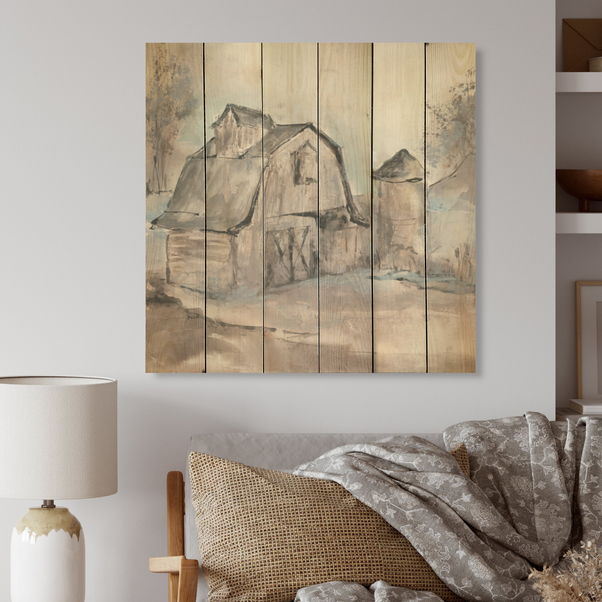 August Grove® Farmhouse Barn Grey V - Farmhouse Print on Wood | Wayfair