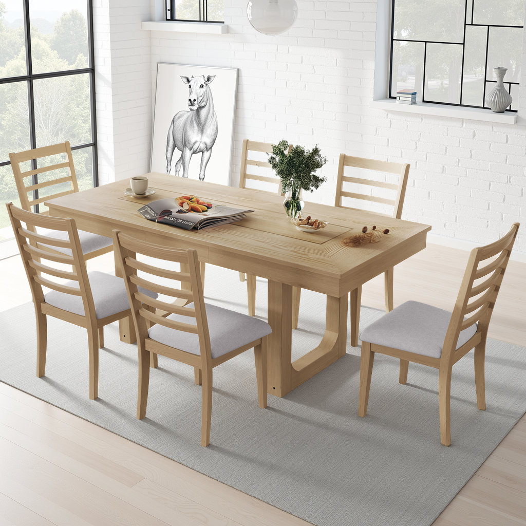 Red Barrel Studio® 7-Piece Extendable Farmhouse Dining Set - 60" to 78 ...