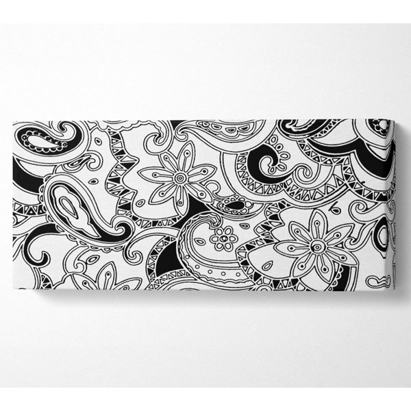 ClassicLiving Pasley Garden Black On White - Wrapped Canvas Print ...