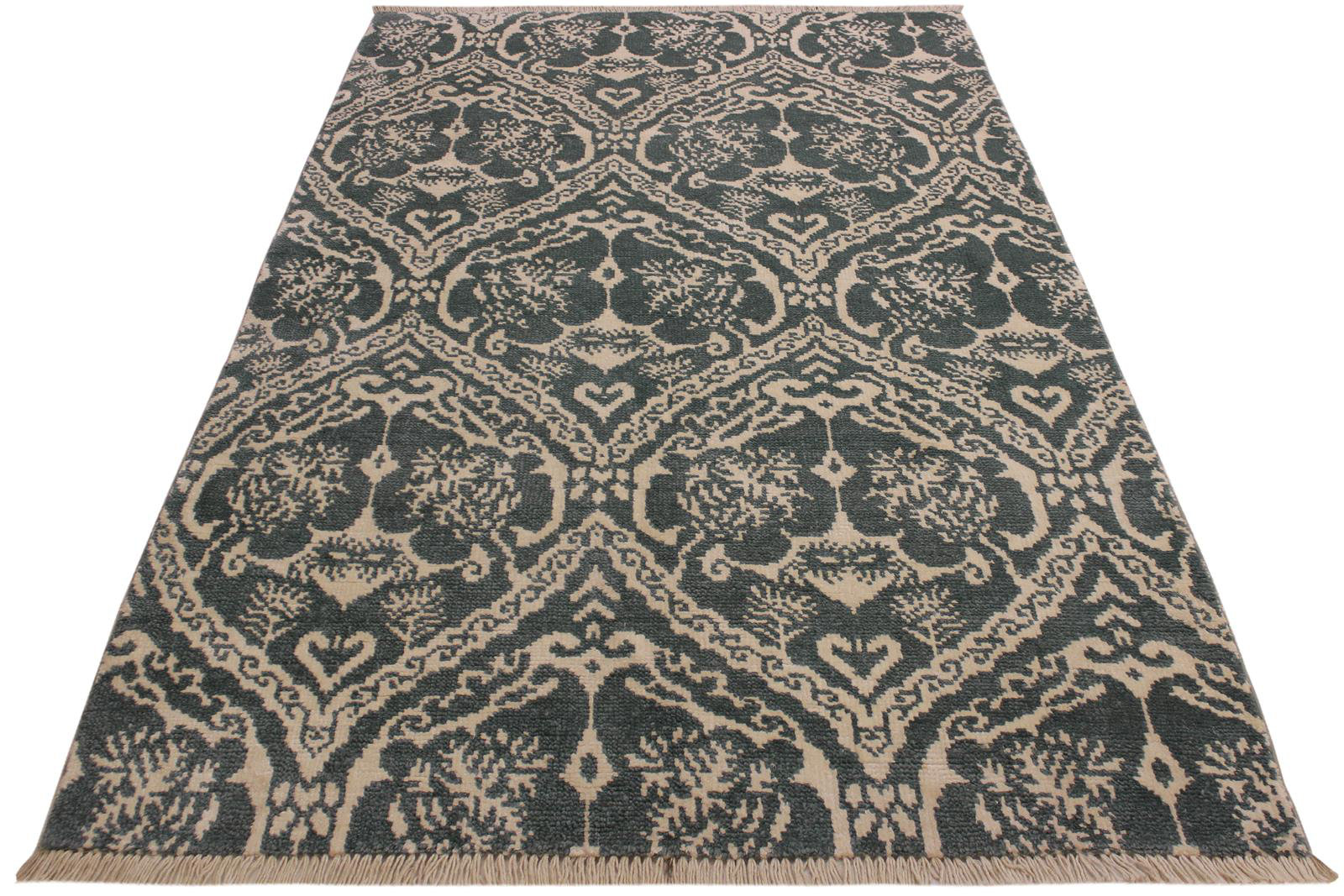 Canora Grey Broaddus Hand Knotted Wool Damask Rug | Wayfair