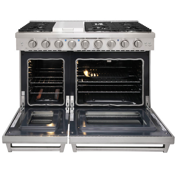 KOSTCH 48" Gas Range with 6 Burners & 1 Griddle Cooktop, Double 4.6 & 2 ...