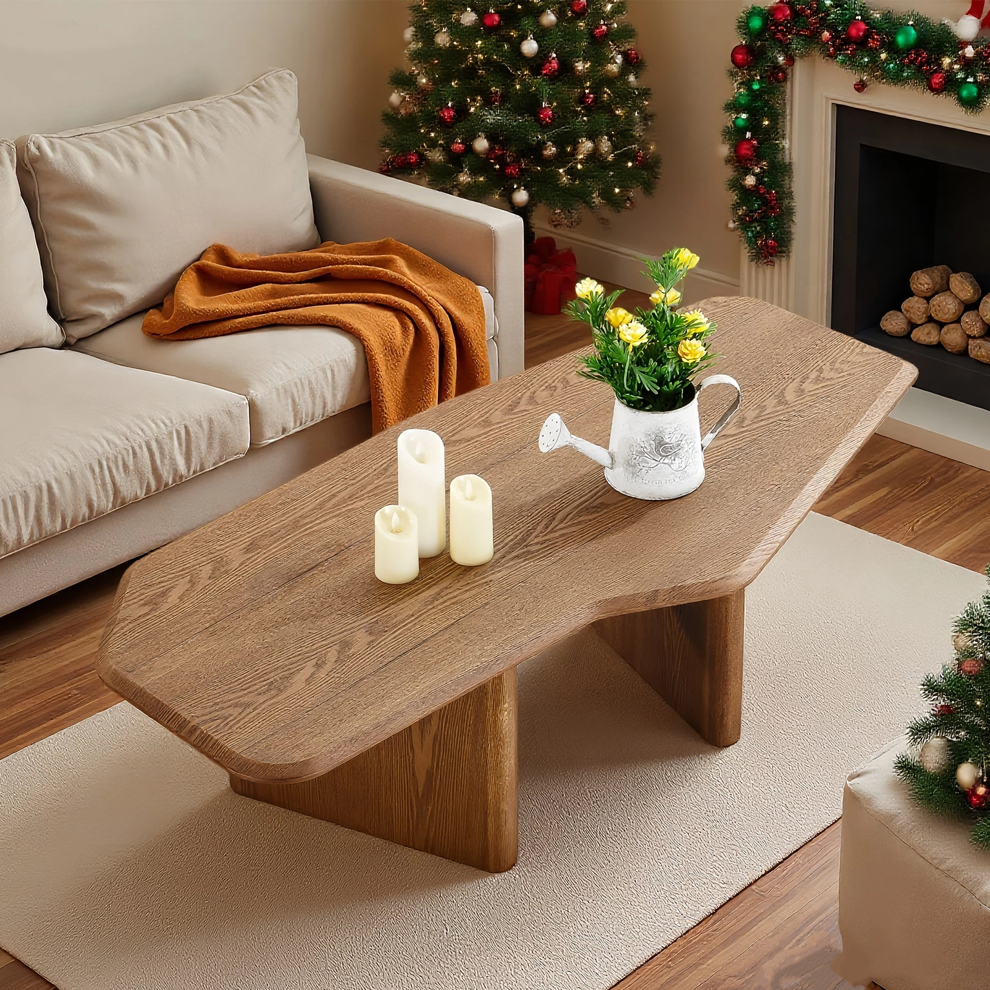 Ivy Bronx 47.2'' Minimalist Style Ash Wood Veneer Rectangular Coffee ...