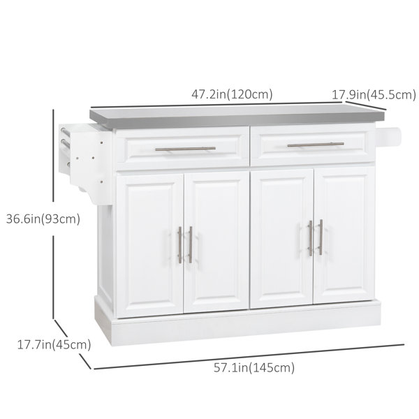 HomCom Metal Kitchen Island & Reviews | Wayfair