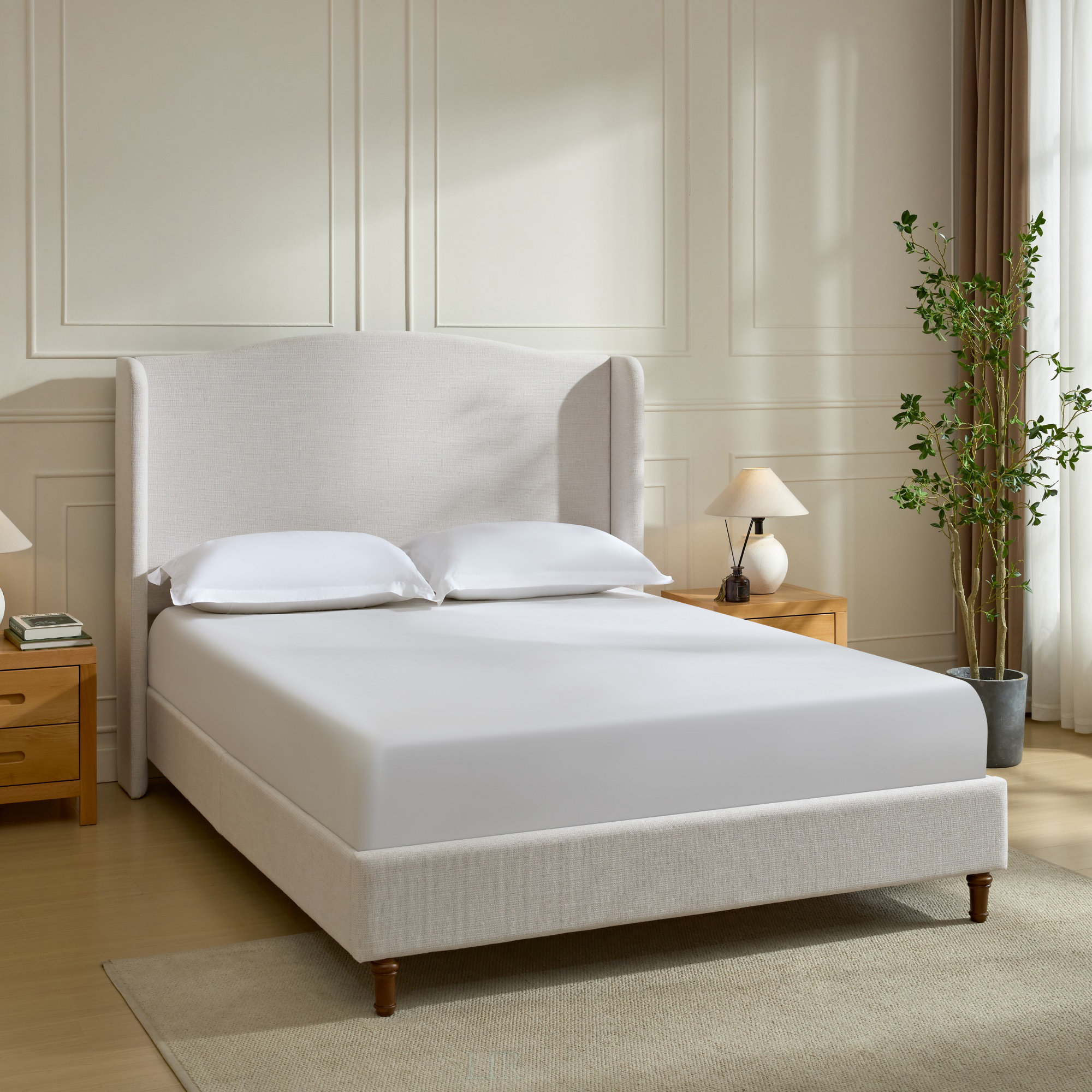 Darby Home Co Hannah Upholstered Wingback Queen Bed With 54 Inch ...