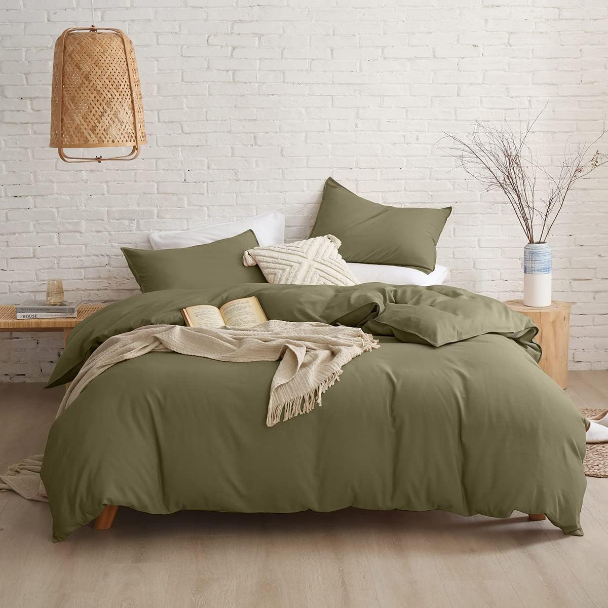 Nayoroom Olive Army Green Solid Duvet Cover Soft Cozy Microfiber ...