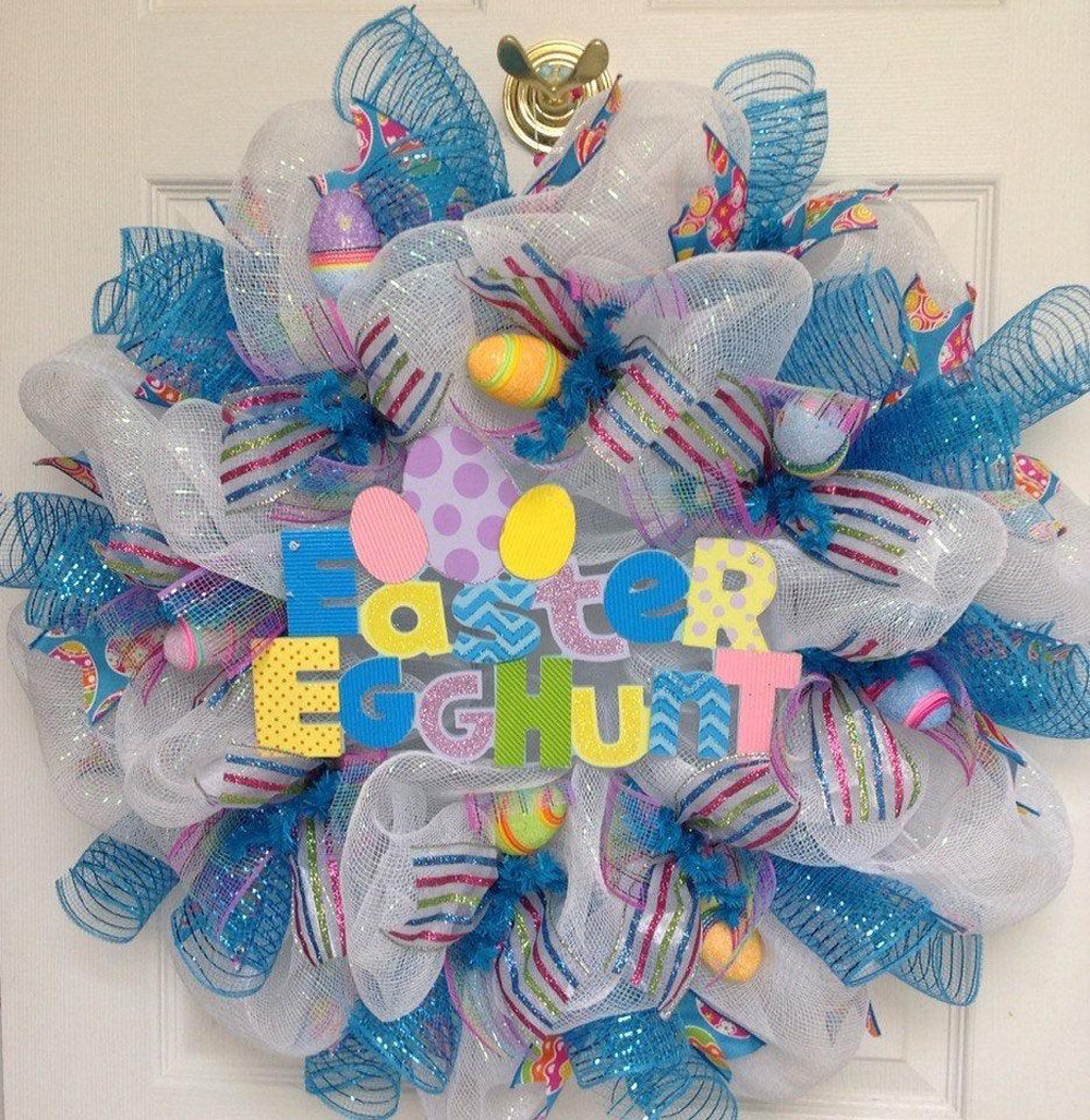 The Holiday Aisle® Easter Wreath Glittering Easter Egg Hunt | Wayfair