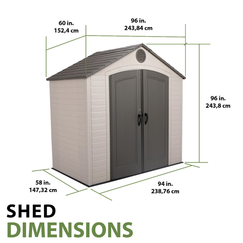 Lifetime 8 Ft. x 5 Ft. High-Density Polyethylene (Plastic) Steel ...