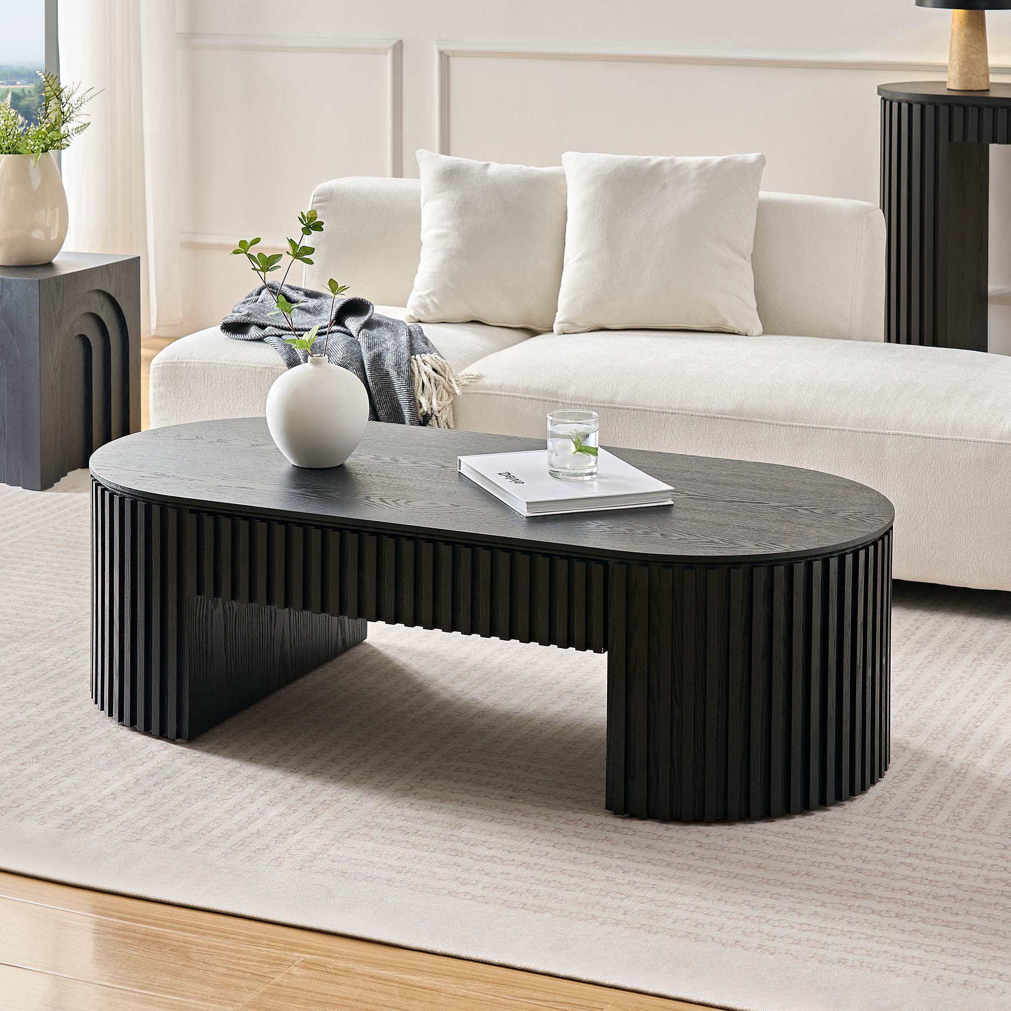 Corrigan Studio 51.18'' Oval Wood Coffee Table With Drawer Mid Century ...