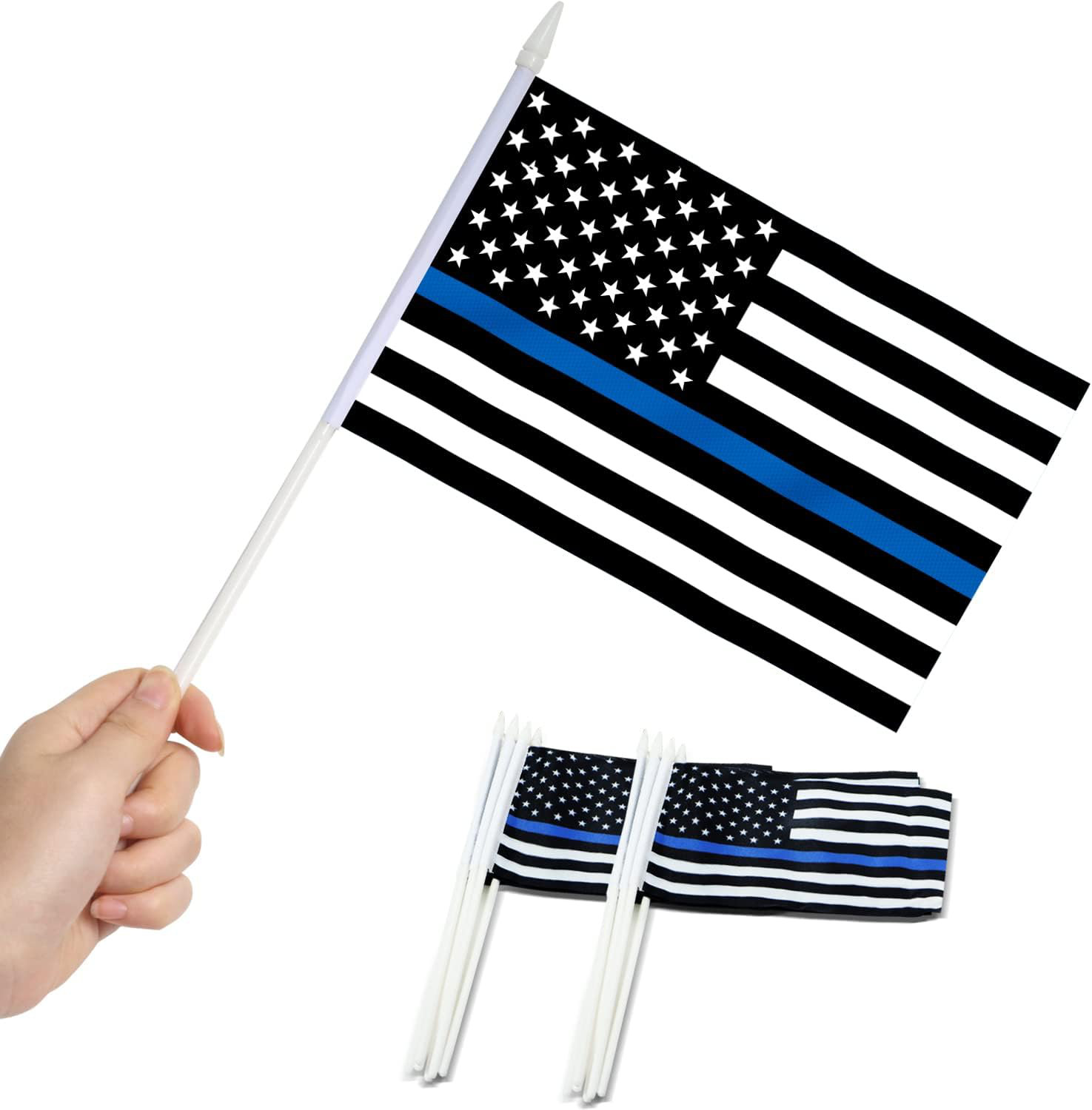 Charlton Home Thin Blue Line USA Mini Flag 12 Pack - Hand Held Small ...