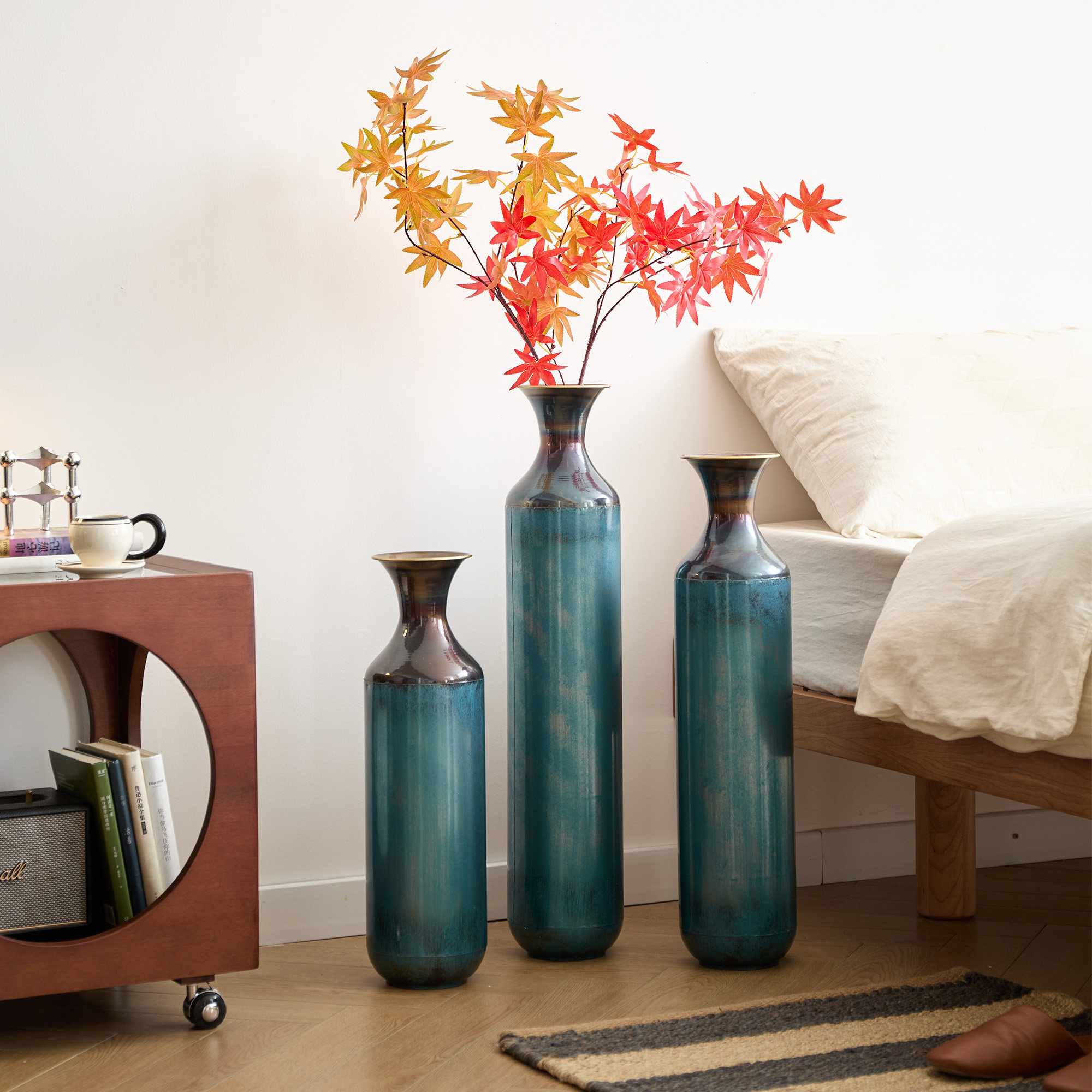 Everly Quinn Medhansh Large Floor Vase with Twilight Glaze Finish ...