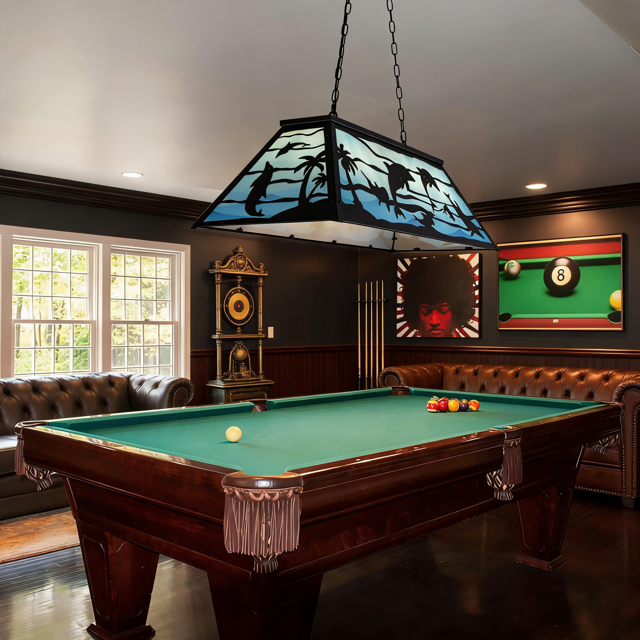 17 Stories Tiffany Style Billiard Table Light With Dolphin Design, 4 ...