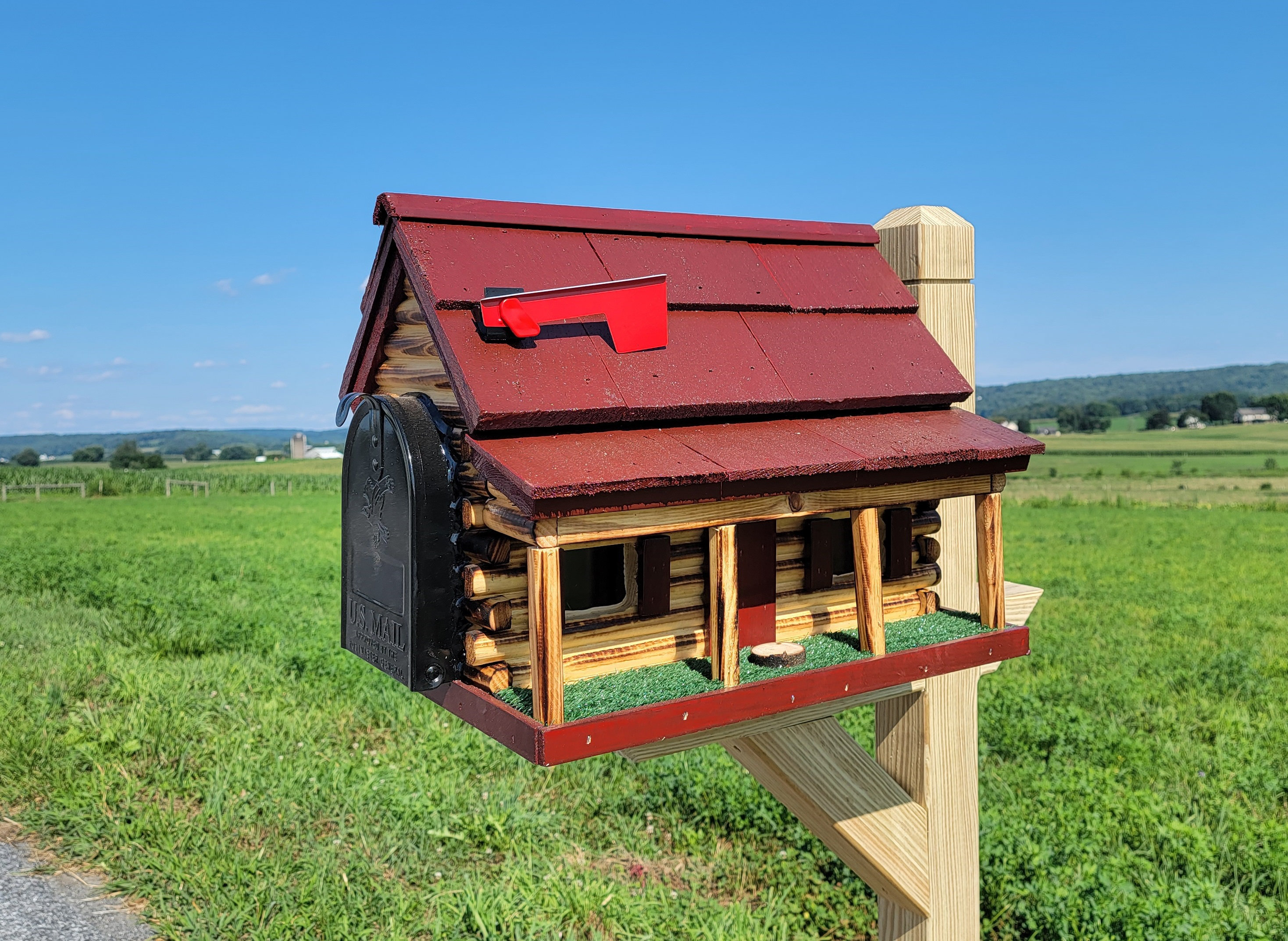 Amish Mailbox Amish Log Cabin Mailbox, Handmade | Wayfair