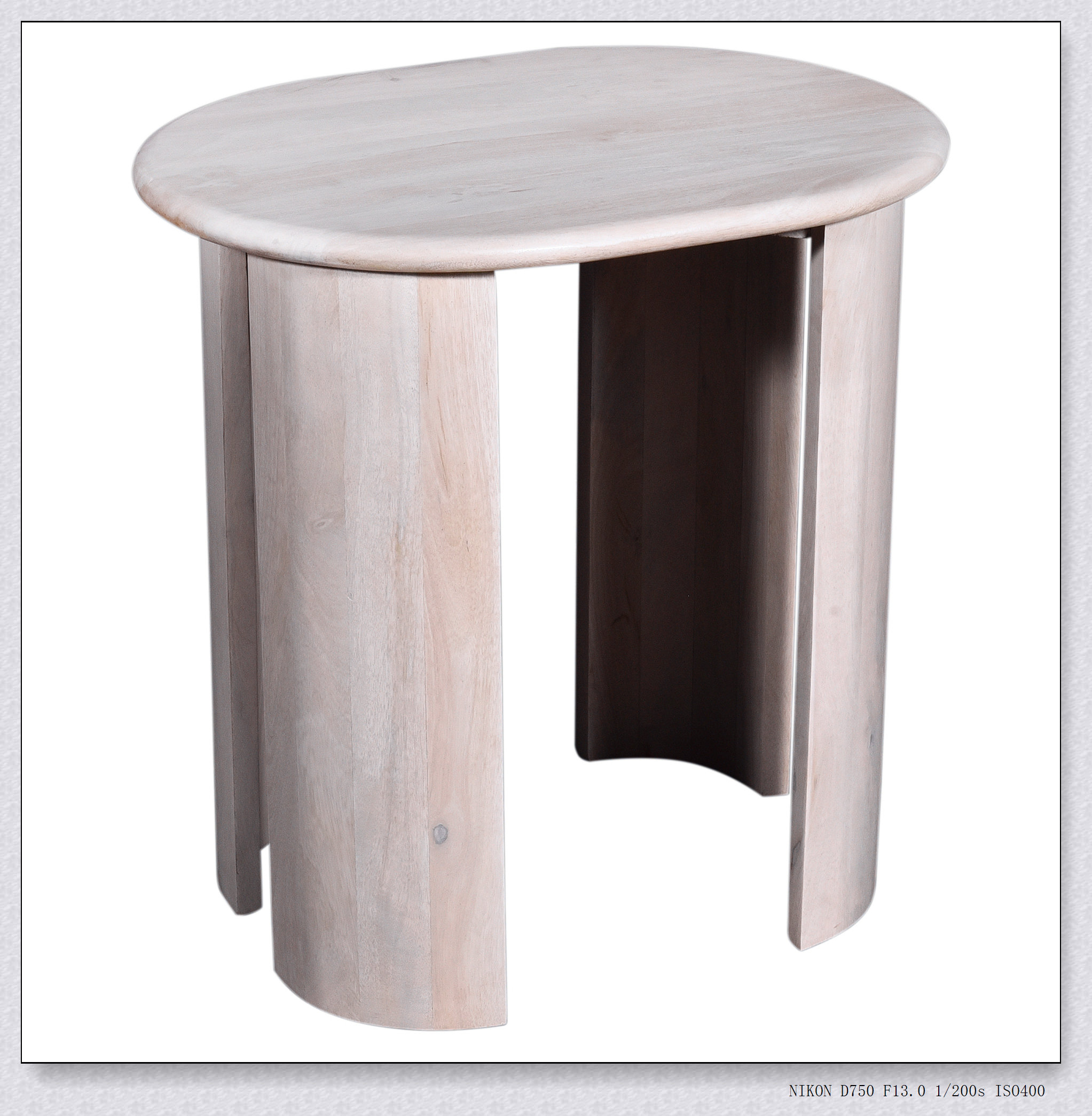 Hokku Designs Rustic White Finish Oval Side Table, Living Room Solid ...