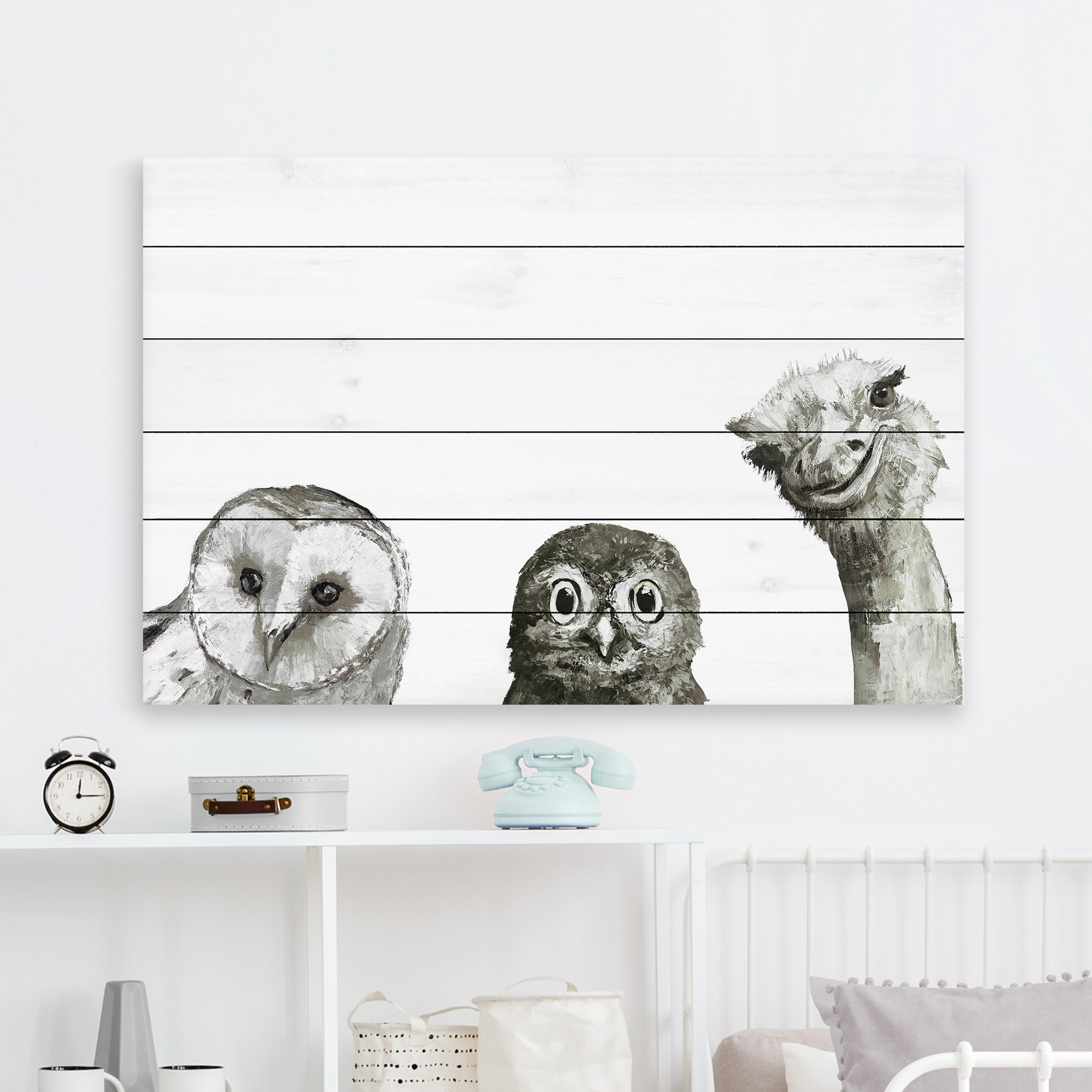 Marmont Hill 'The Big Eyes' Print On White Wood - Wayfair Canada