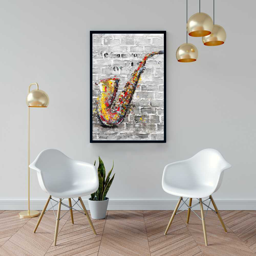 Lark Manor™ Graffiti of a Saxophone - Framed Canvas for Home Decor ...