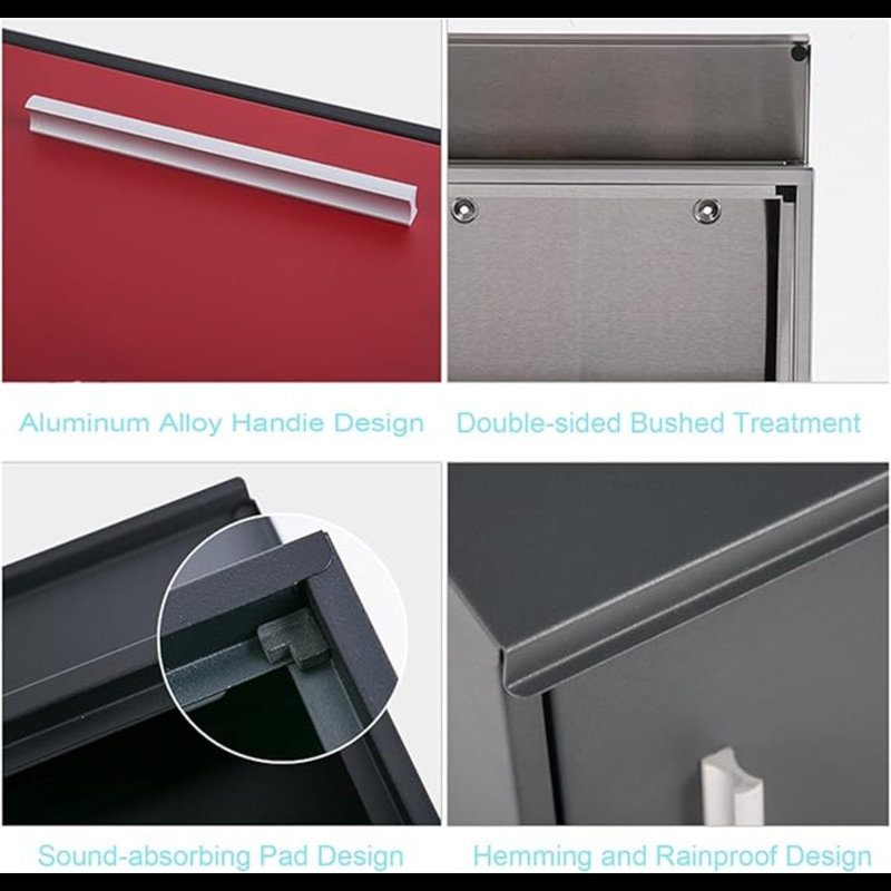 Invenitiah Weatherproof Wall Mount Locking Mailbox，Wood Grain Drop Box ...