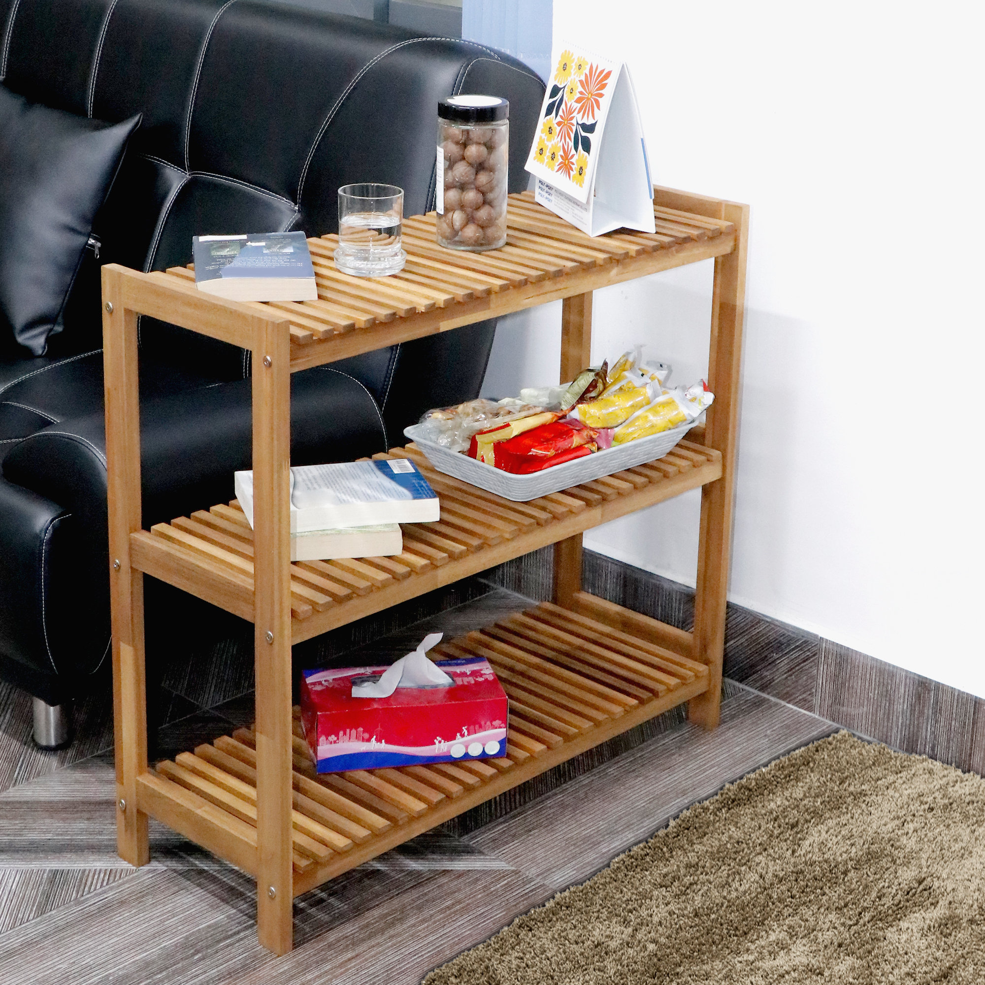 Millwood Pines Triple Tier Solid Wood Shoes Rack - Wayfair Canada
